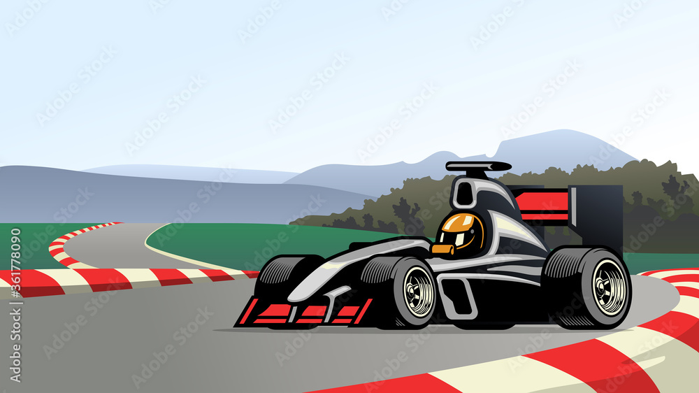 racing formula car on the circuit track Stock Vector | Adobe Stock