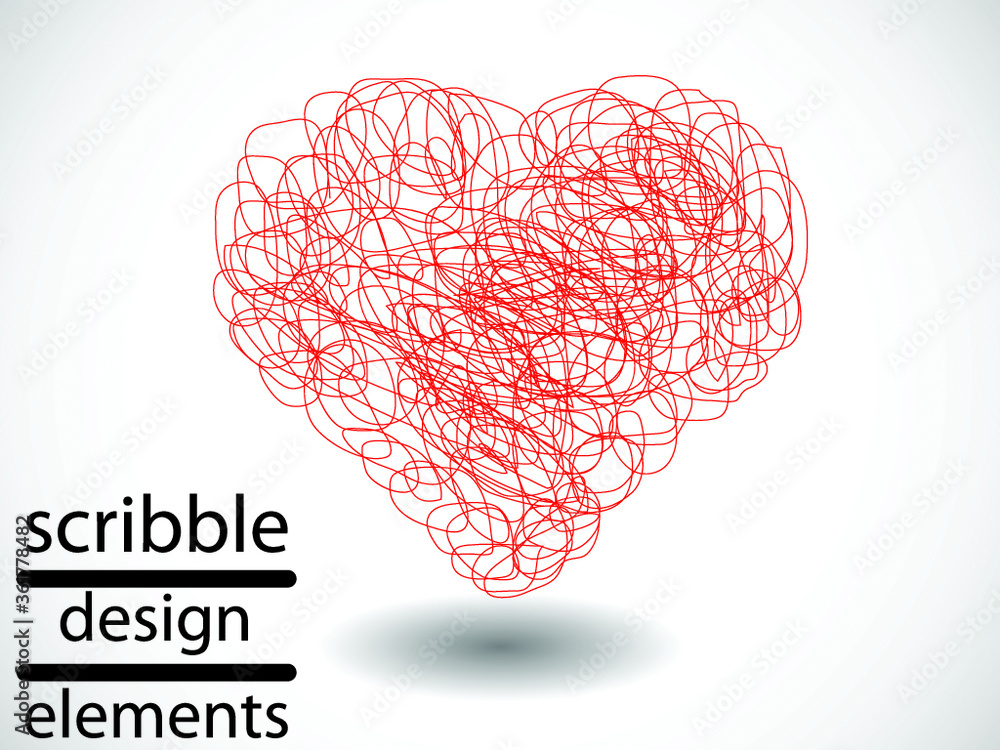 Hand drawn scribble symbols isolated on white background. Doodle style ...