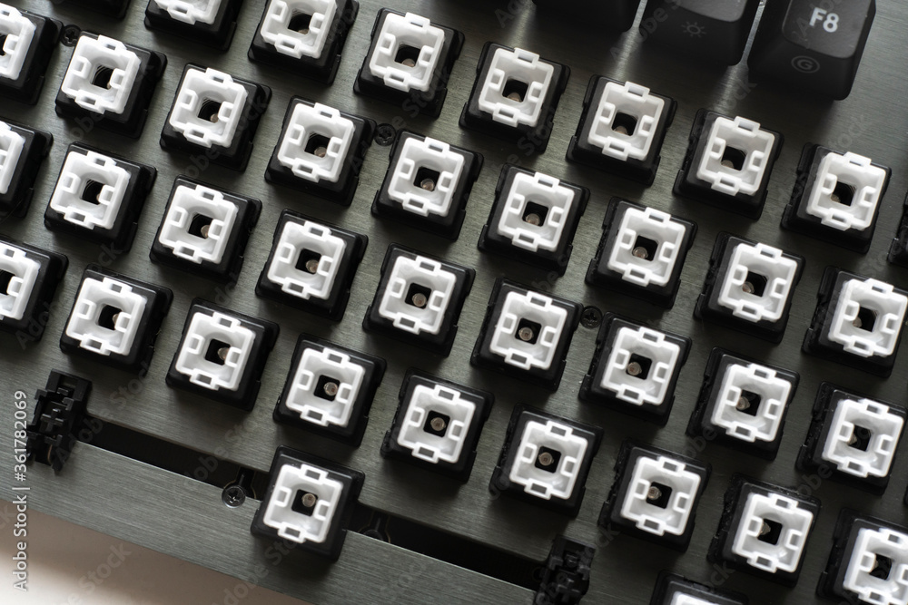 modern mechanical keyboard switches, black and white keycaps on the ...