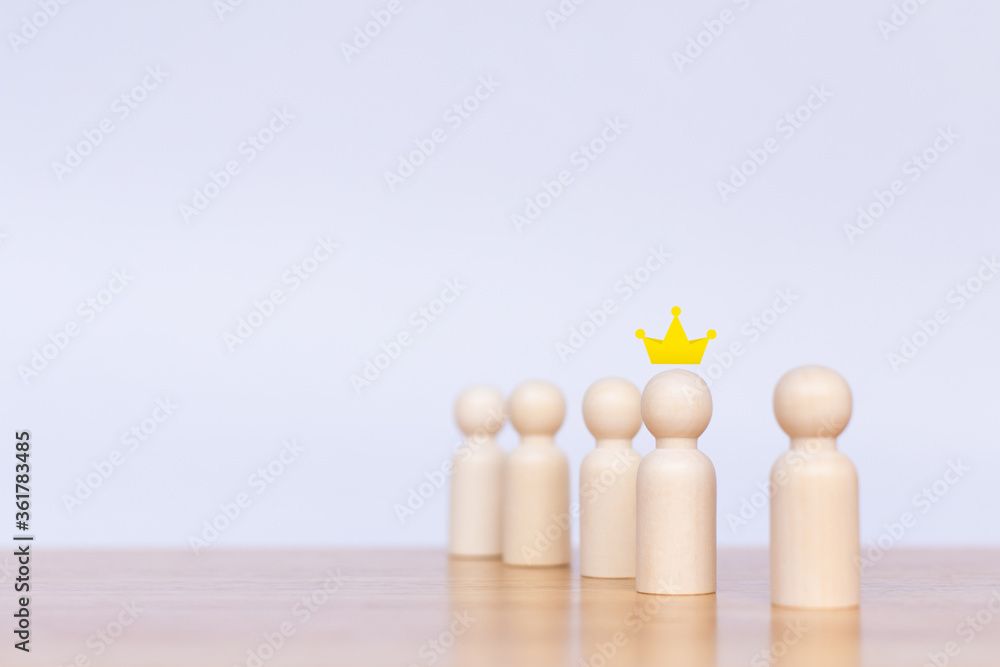 Employee stand out from the crowd. Concept of leadership, team victory ...