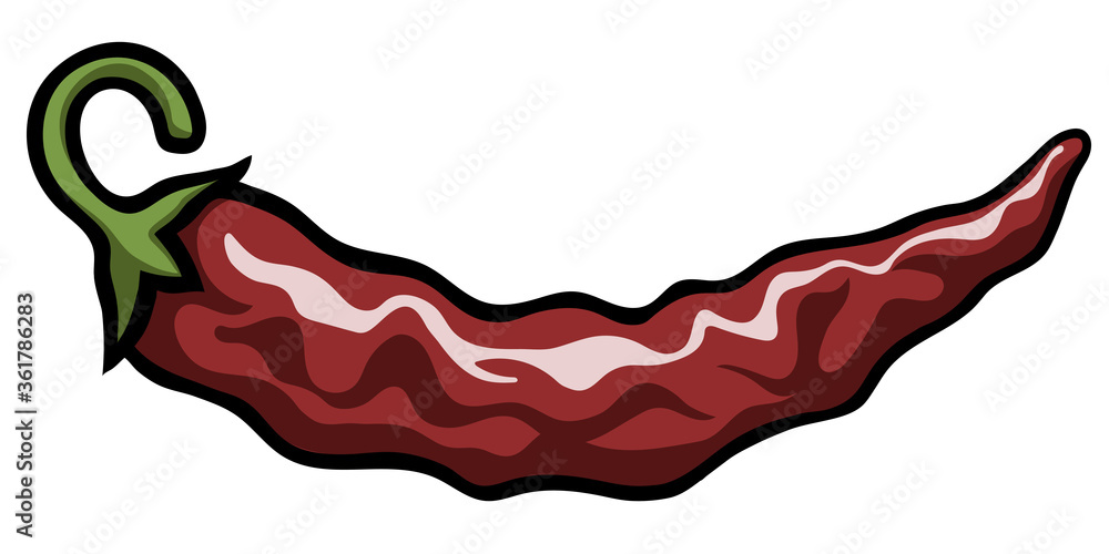Chili pepper in cartoon style. Chiaroscuro, contour. Vector ...