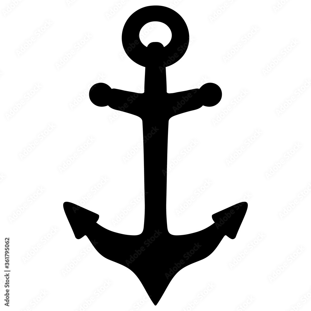 Anchor. Symbol of seafaring. Silhouette. Vector illustration. Outline ...