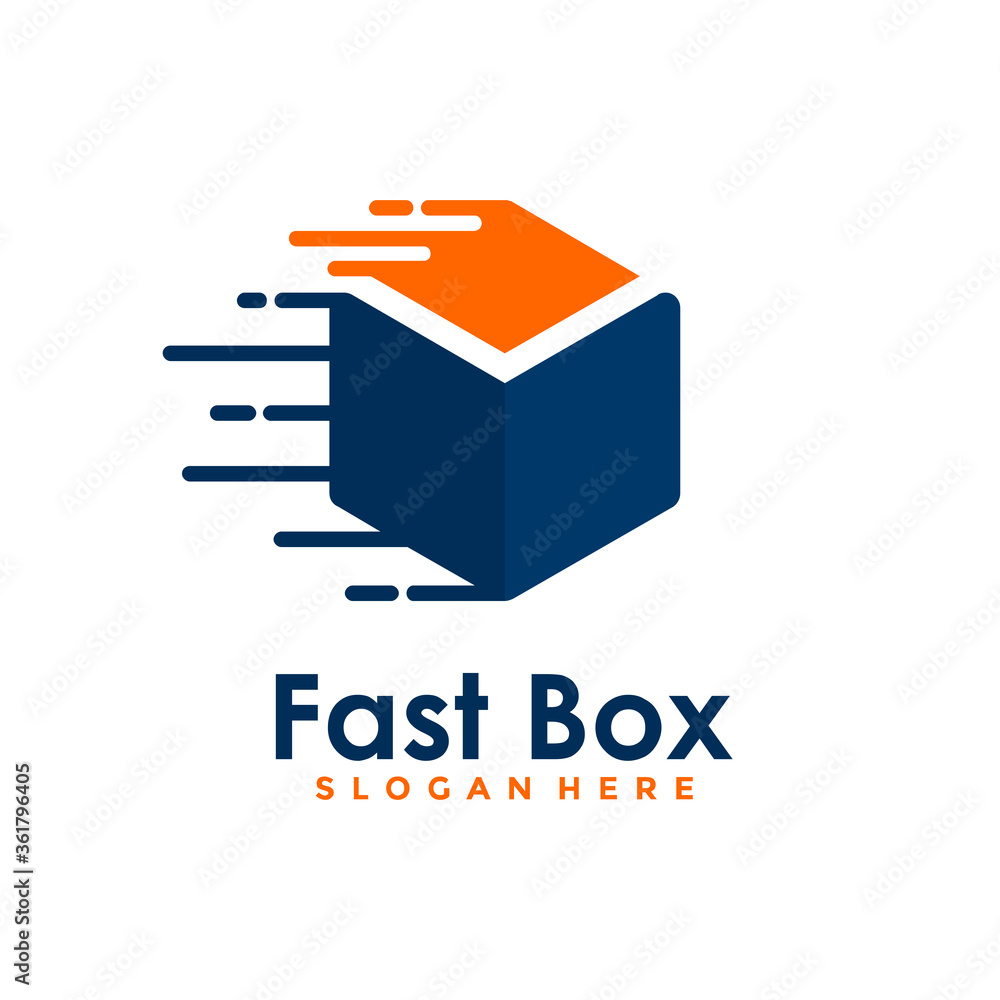 Fast Box Logo Vector. Speed Moving Box Logotype. Delivery and logistic ...