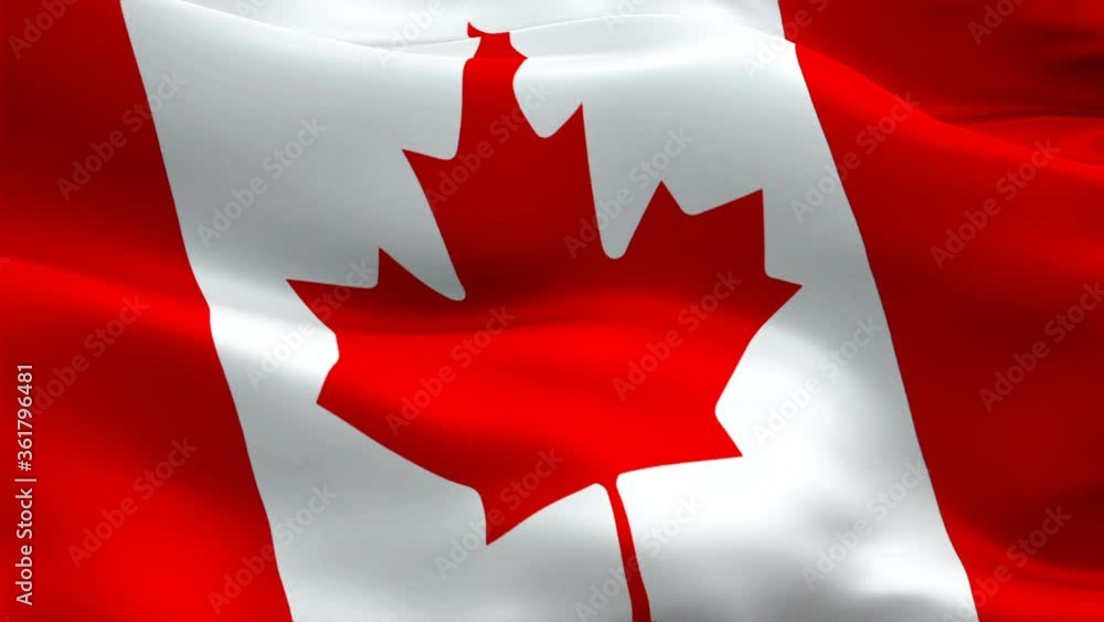 Canada flag waving in wind. Realistic Canadian Flag background. Red ...