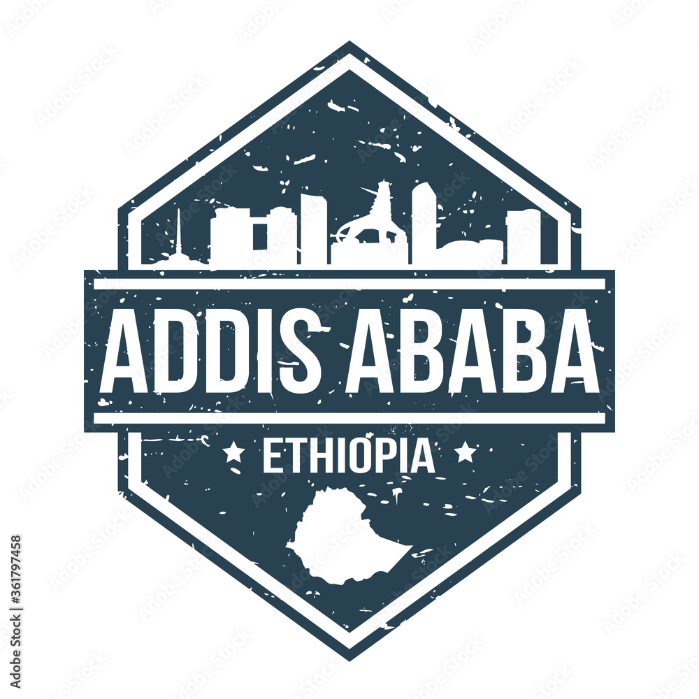 Addis Ababa Ethiopia Travel Stamp Icon Skyline City Design Tourism ...