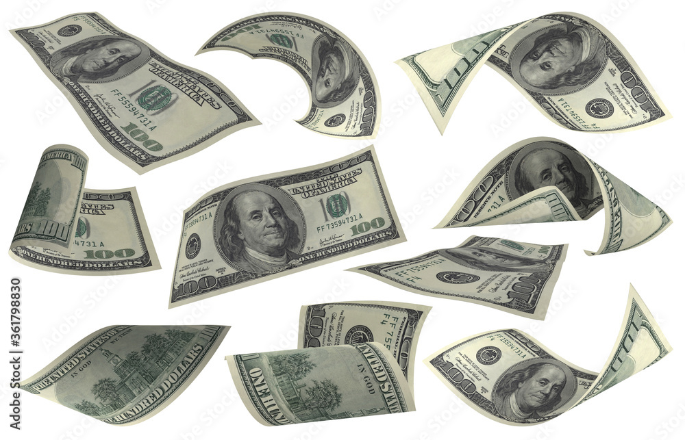 Dollar, Paper Money Set, American Banknote, Flying Money, 3D Render ...