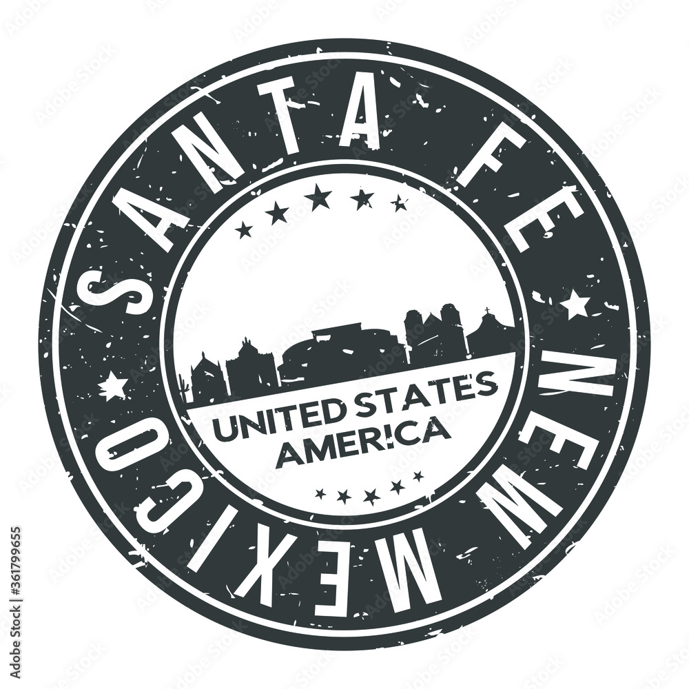 Santa Fe New Mexico USA Stamp Logo Icon Skyline Silhouette Symbol Round ...