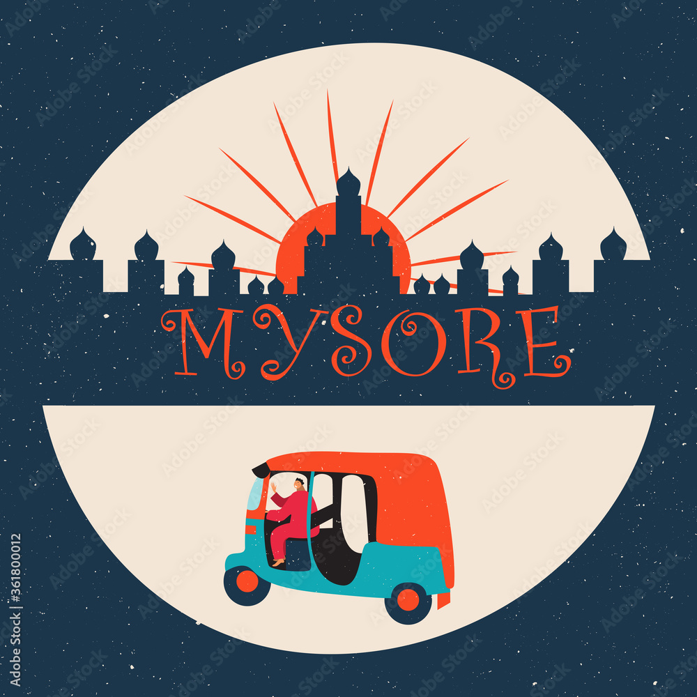 vector illustration of historical monument Mysore Palace in Karnataka ...