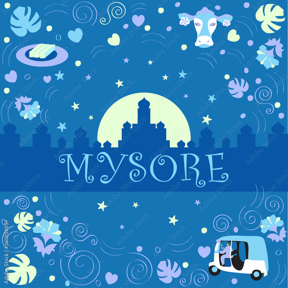 vector illustration of historical monument Mysore Palace in Karnataka ...