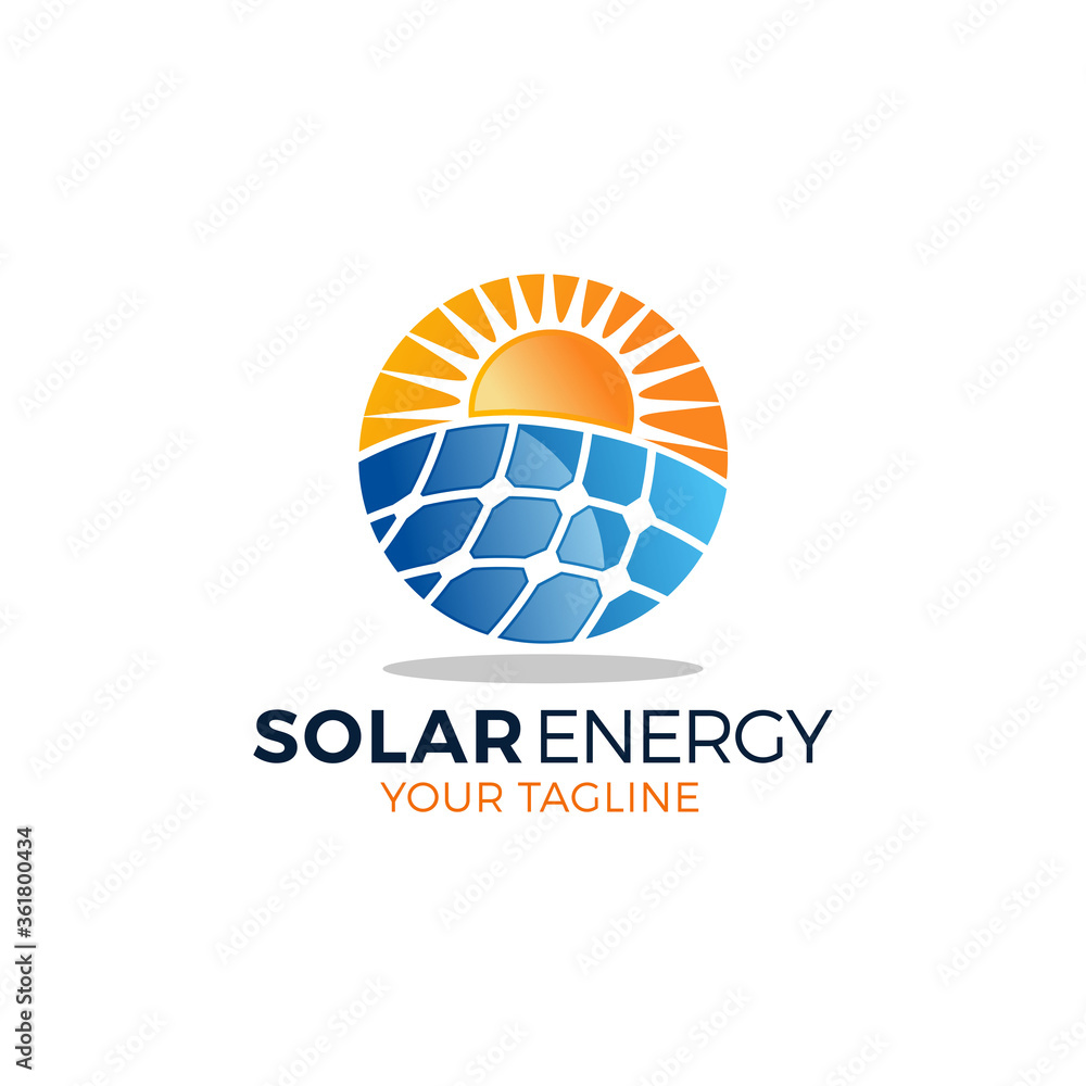 Solar panel energy electric electricity logo design vector template ...