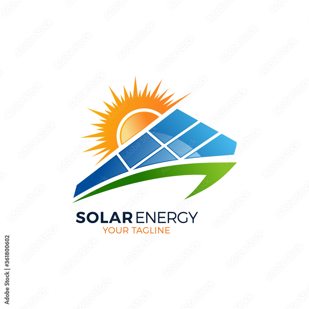 Solar panel energy electric electricity logo design vector template ...