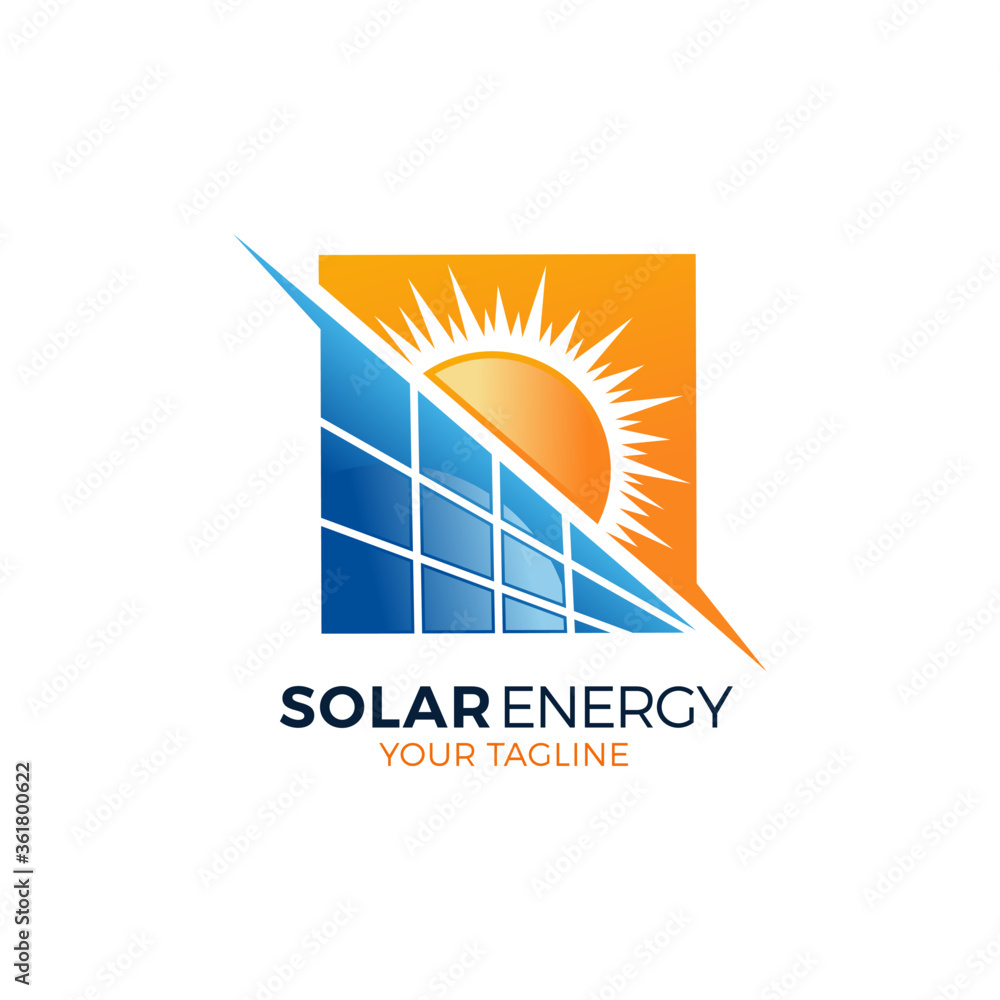 Solar panel energy electric electricity logo design vector template ...