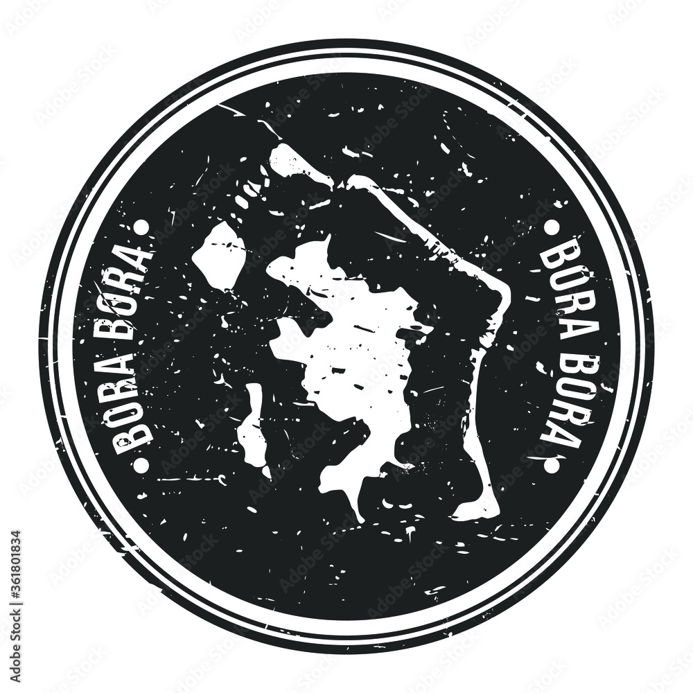 Bora Bora French Polynesia. Map Symbol Round Design Stamp Travel and ...
