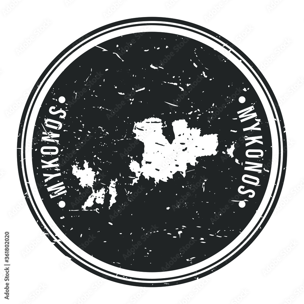 konos Greece. Map Symbol Round Design Stamp Travel and Business. Stock ...