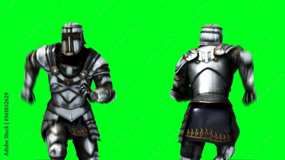 Knight animation. Phisical motion blur. Realistic green screen 4k ...