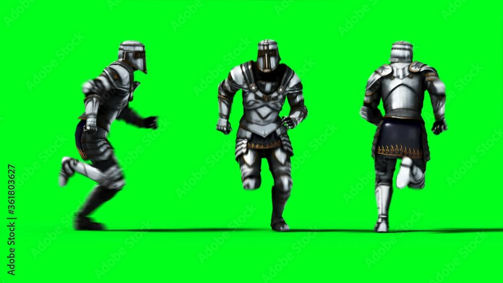 Knight animation. Phisical motion blur. Realistic green screen 4k ...