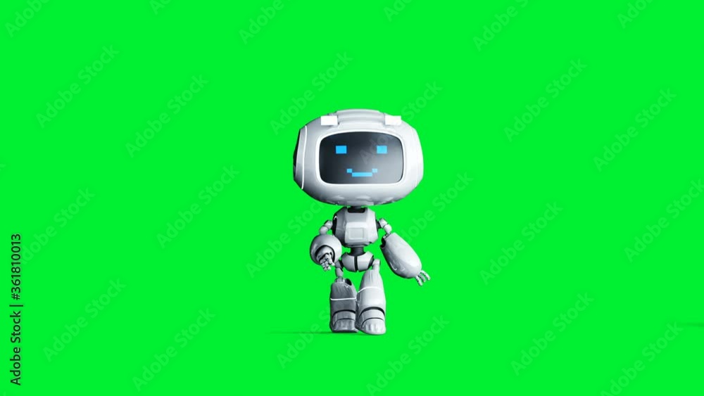 White smiling toy robot animation. Phisical motion blur. Realistic ...