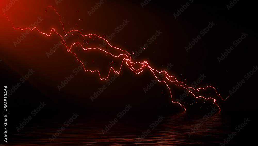 Abstract realistic nature red lightning thunder background . Bright ...