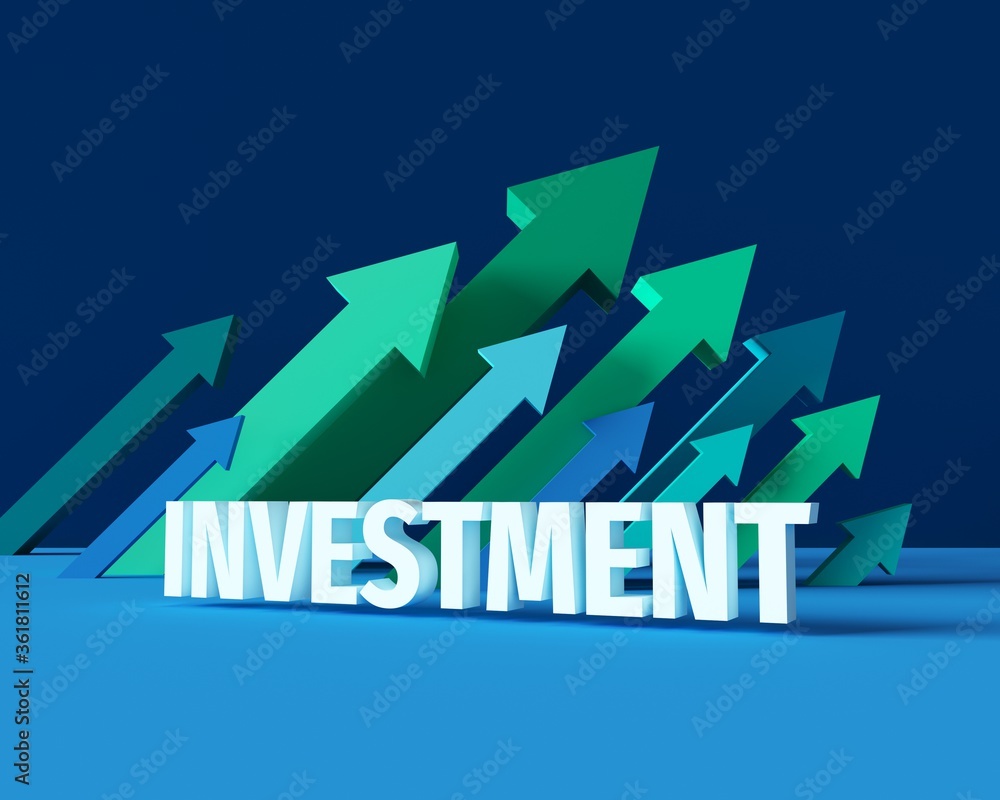Investment - 3d rendered illustration. Growtjh arrows infographic ...