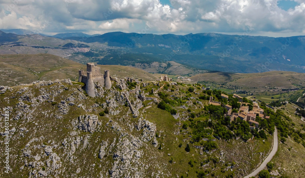Ancient Medieval castle of Rocca Calascio and the medieval village of ...