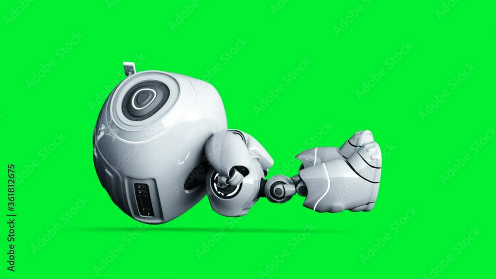 White smiling toy robot animation. Phisical motion blur. Realistic ...