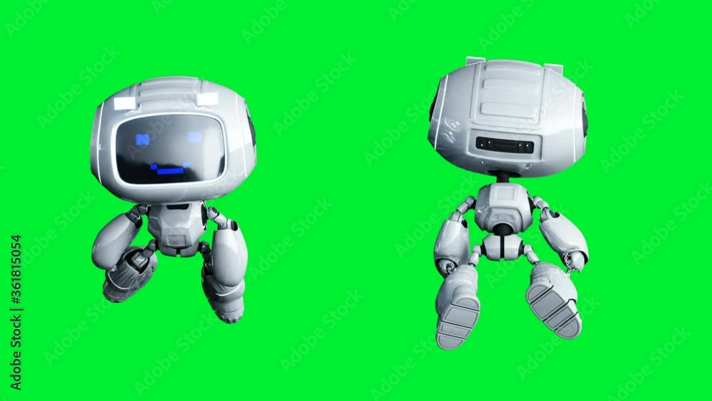 White smiling toy robot animation. Phisical motion blur. Realistic ...