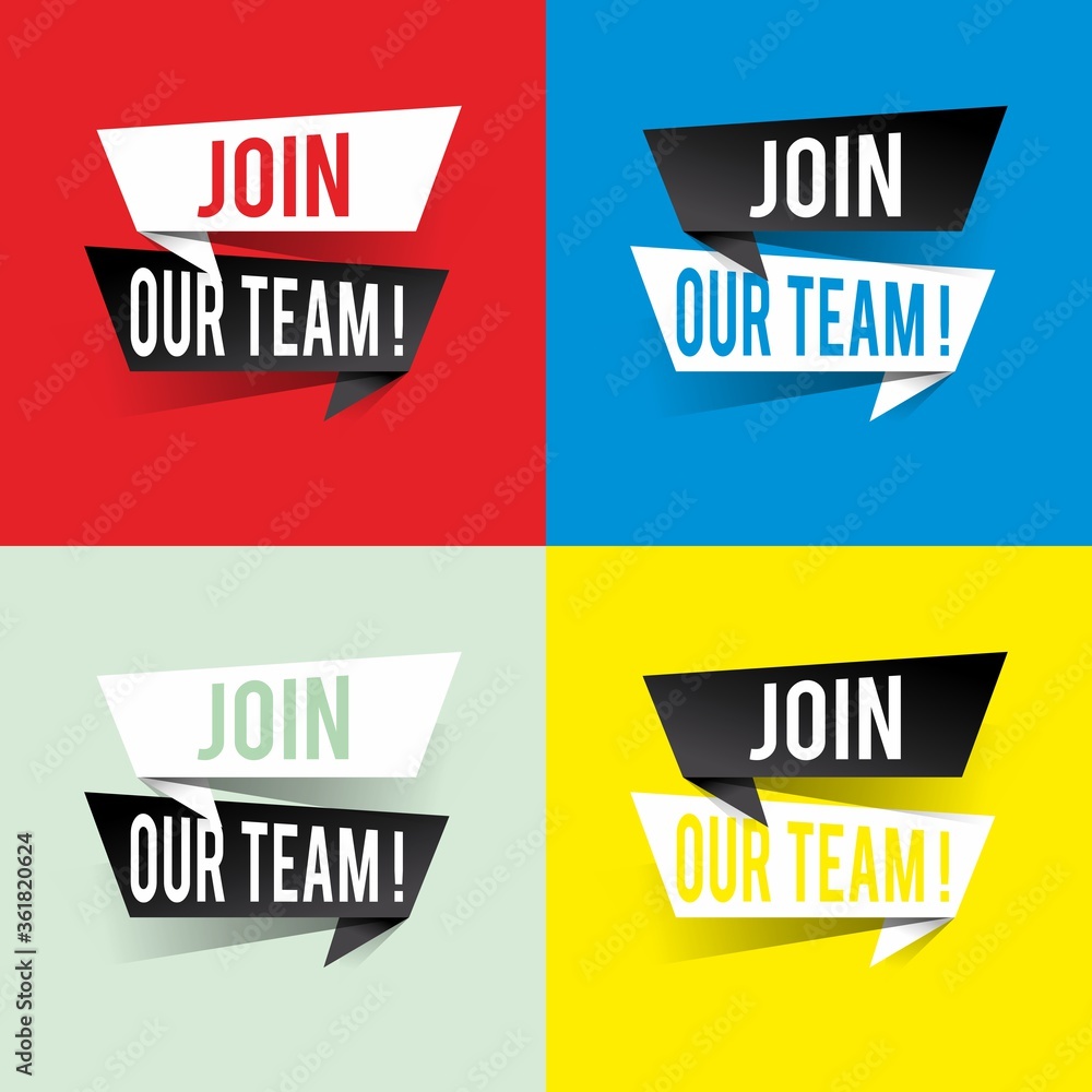 Modern design join our team text on speech bubbles concept. Vector ...