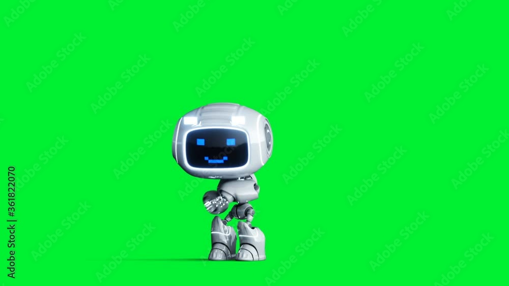 White smiling toy robot animation. Phisical motion blur. Realistic ...
