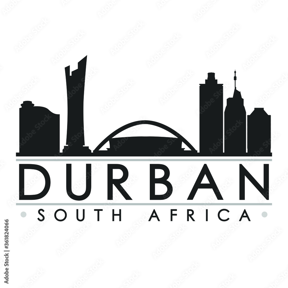Vektorová grafika „Durban South Africa Skyline Silhouette Design City ...
