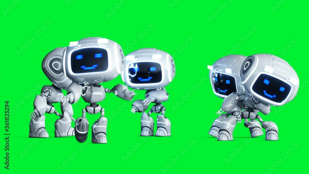 White smiling toy robot animation. Phisical motion blur. Realistic ...