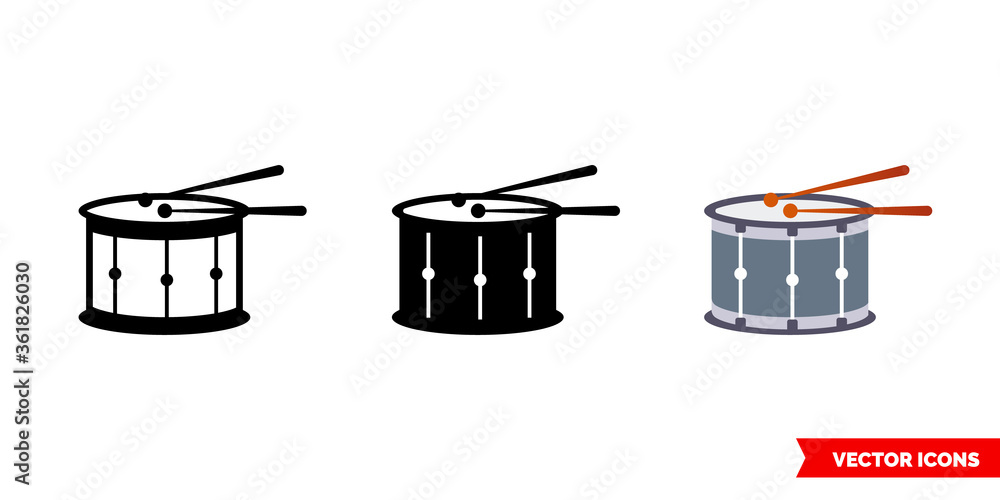 Drum icon of 3 types. Isolated vector sign symbol. Stock Vector | Adobe ...