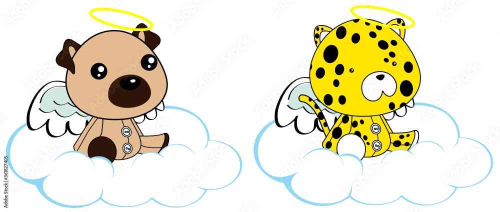 cute kawaii baby animals cherub angel cartoon collection in vector ...