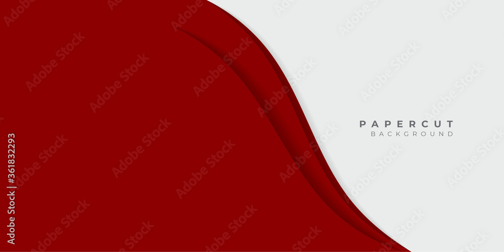 Abstract red white paper cut layered black posters. Fluid shapes ...