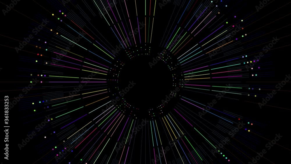 2d render of circular structure with lines and circles. Complex data ...