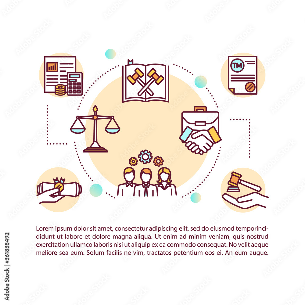 Corporate law concept icon with text. Businesses regulation. Certifying ...