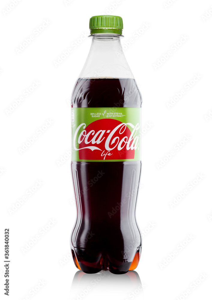 LONDON, UK -DECEMBER 07, 2017: Bottle of Life Coca-Cola on white. Coca ...