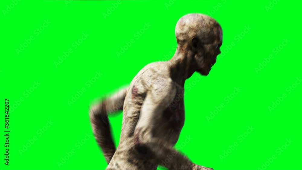 Zombie animation. Phisical motion blur. Realistic green screen 4k ...