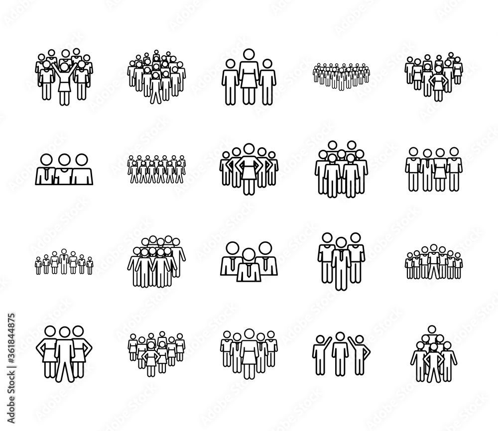 icon set of pictogram men and people, line style Stock Vector | Adobe Stock