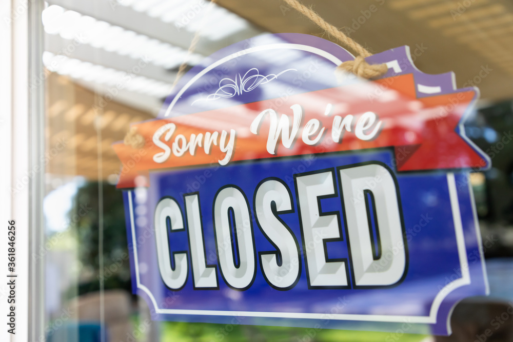 Storefront Closed Sign Through Window Stock Photo | Adobe Stock