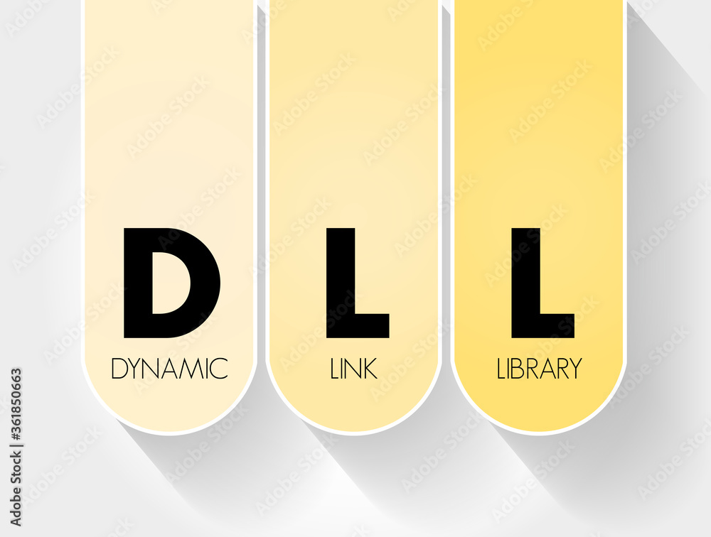 DLL - Dynamic Link Library acronym, technology concept background Stock ...