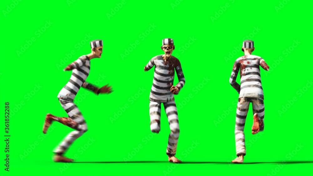 Zombie animation. Phisical motion blur. Realistic green screen 4k ...