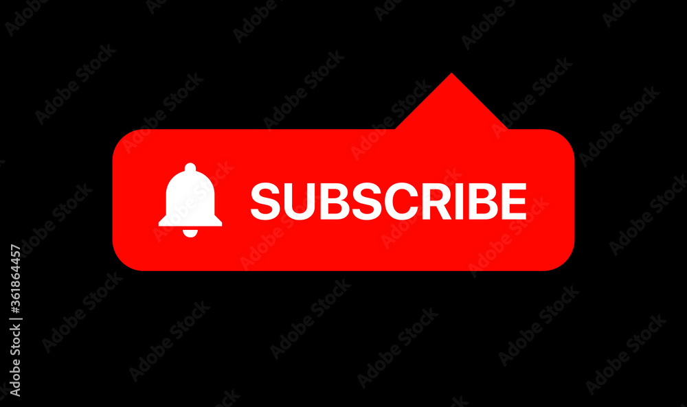 Youtube Subscribe Red Flat Button Vector Illustration On Black ...