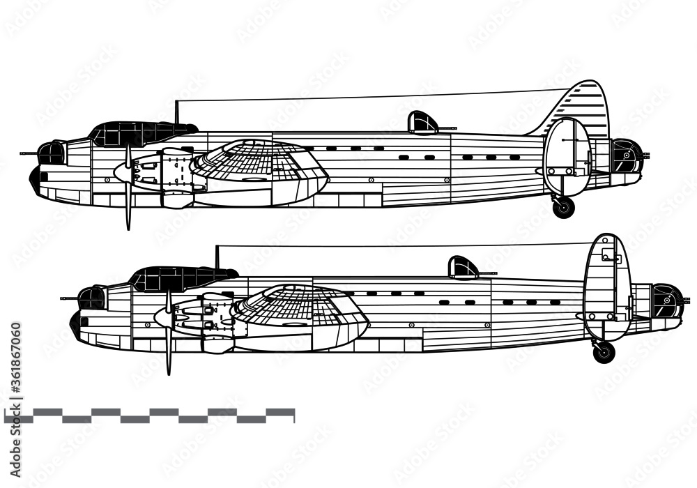 Avro Manchester. World War 2 bomber. Side view. Image for illustration ...