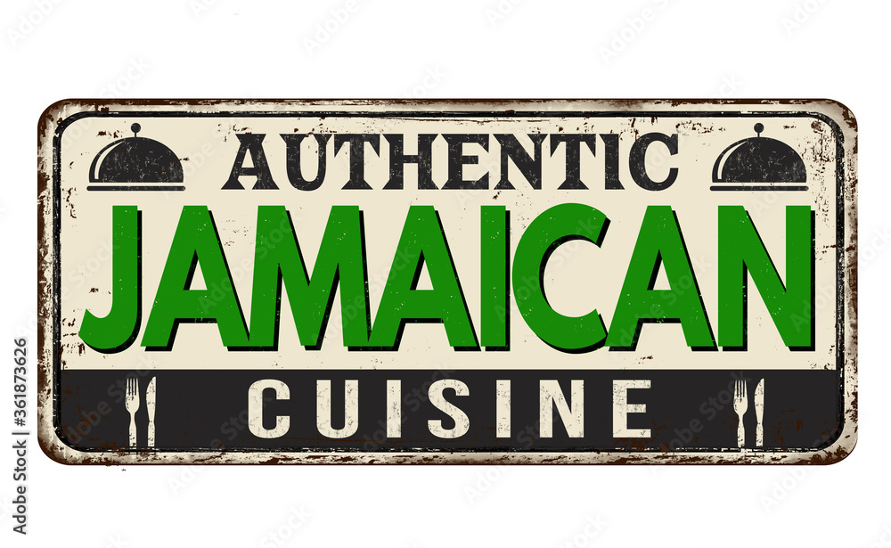 Authentic jamaican cuisine vintage rusty metal sign Stock Vector ...