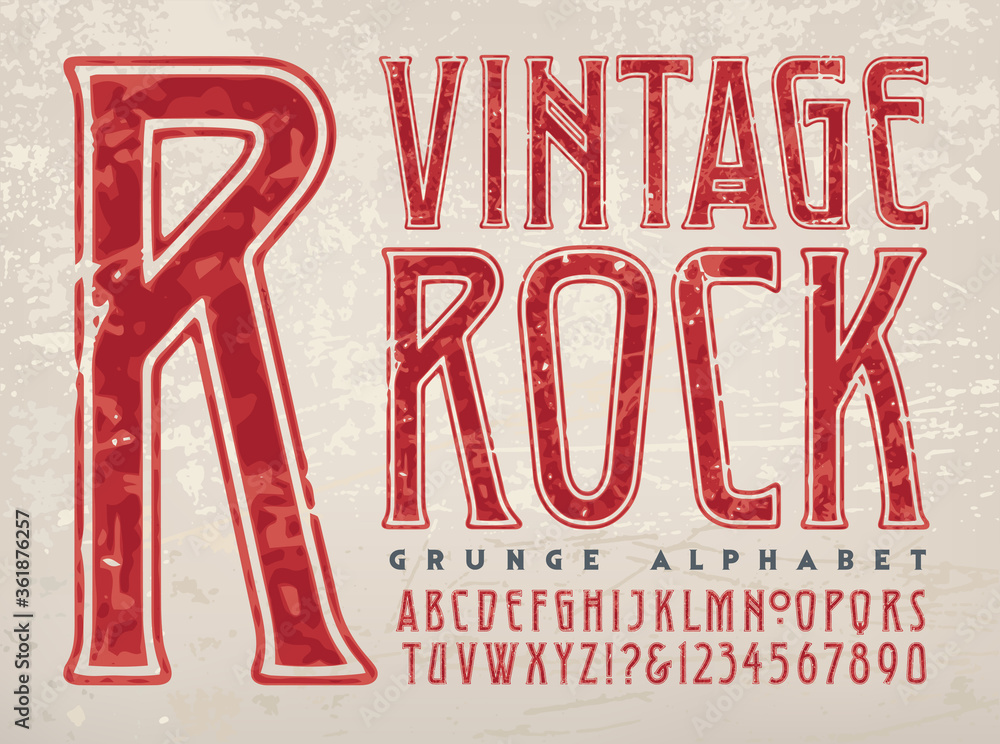 Poster A Condensed Capitals and Numbers Alphabet in a Classic Rock ...