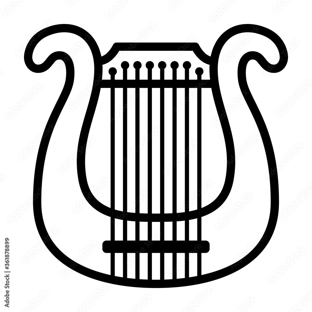 Lyre harp classical musical instrument line art vector icon for music ...