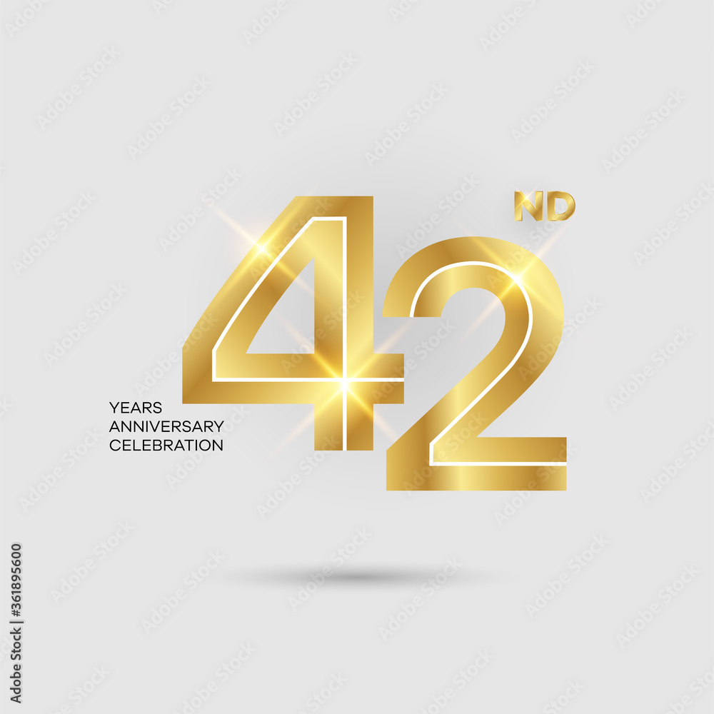 42nd 3D gold anniversary logo isolated on elegant background, vector ...