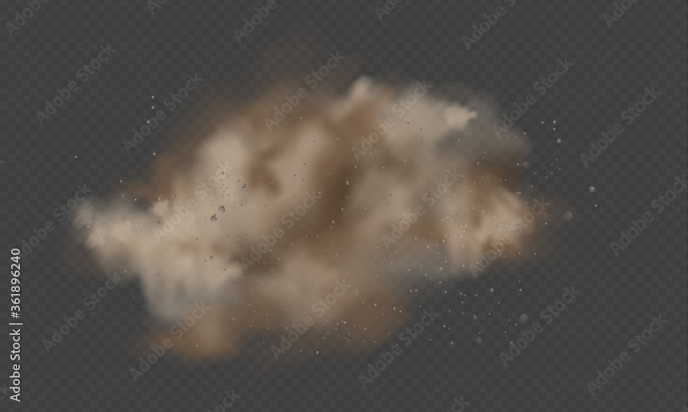 Dust explosion, sandstorm, powder burs on transparent background ...