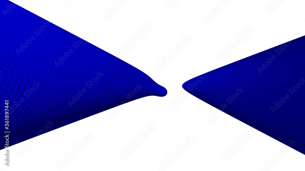 3D illustration of a geometrical shape of BLUE color on a white ...
