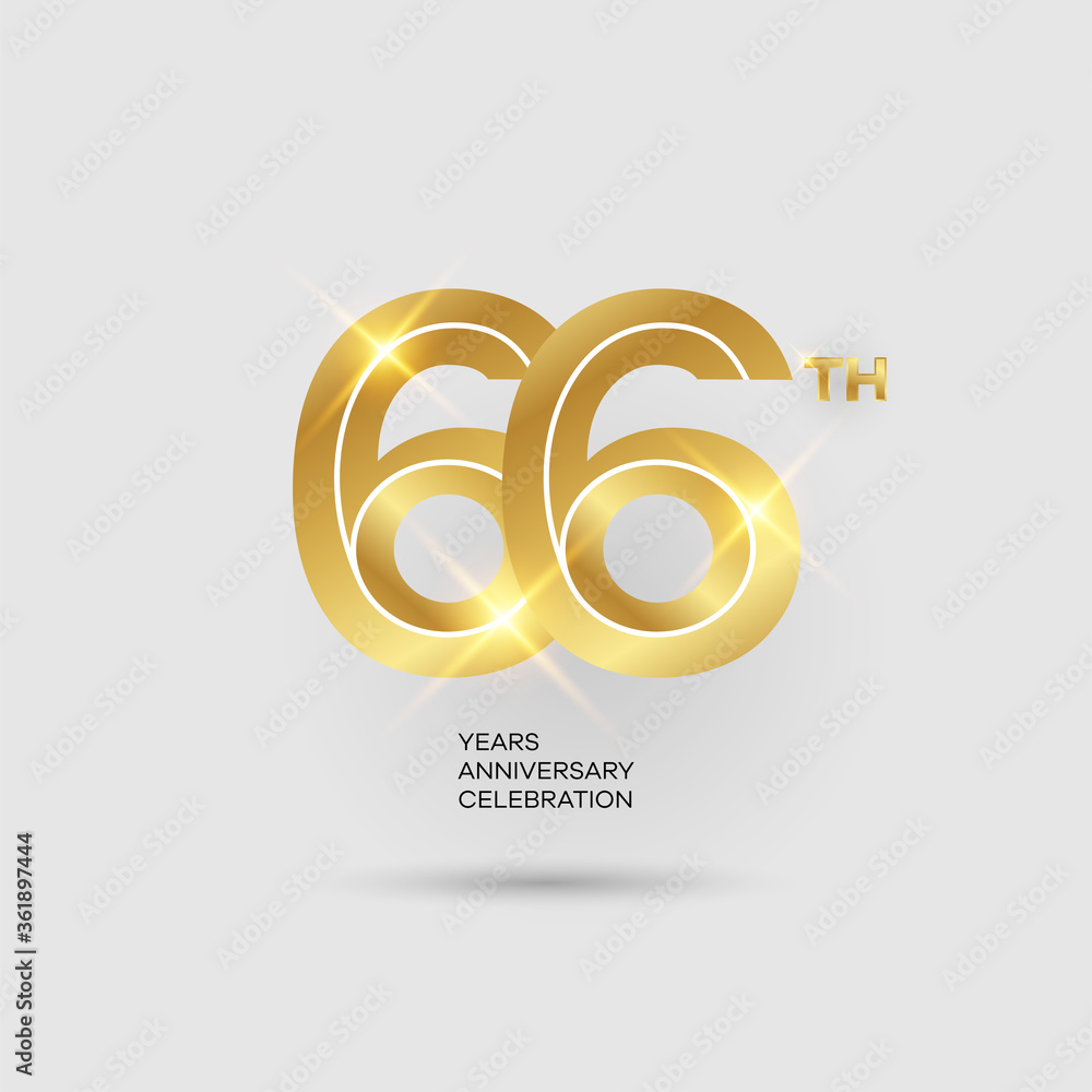 66th 3D gold anniversary logo isolated on elegant background, vector ...